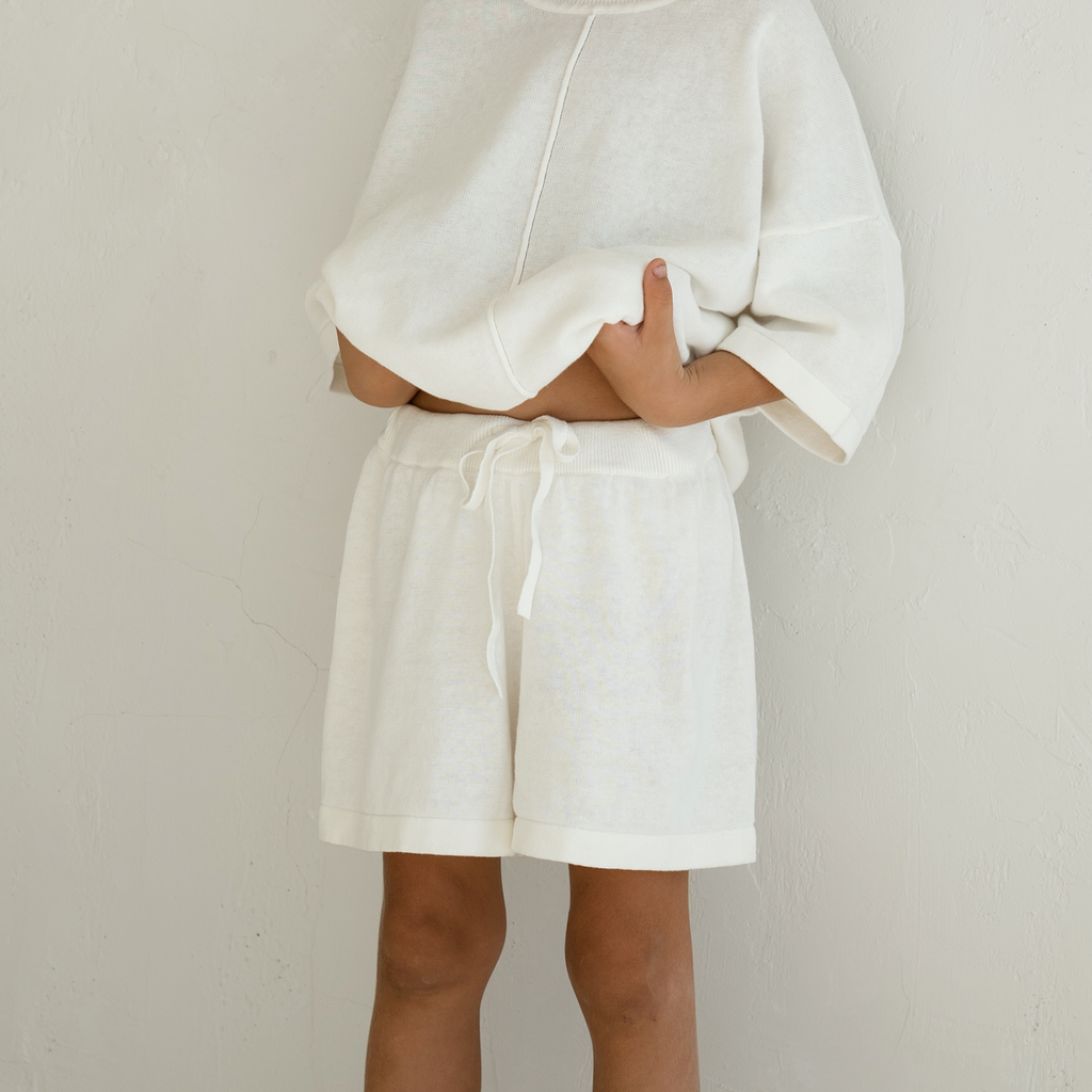 Illoura The Label - Thin Knit Shorts - Off White – Kido Store Australia