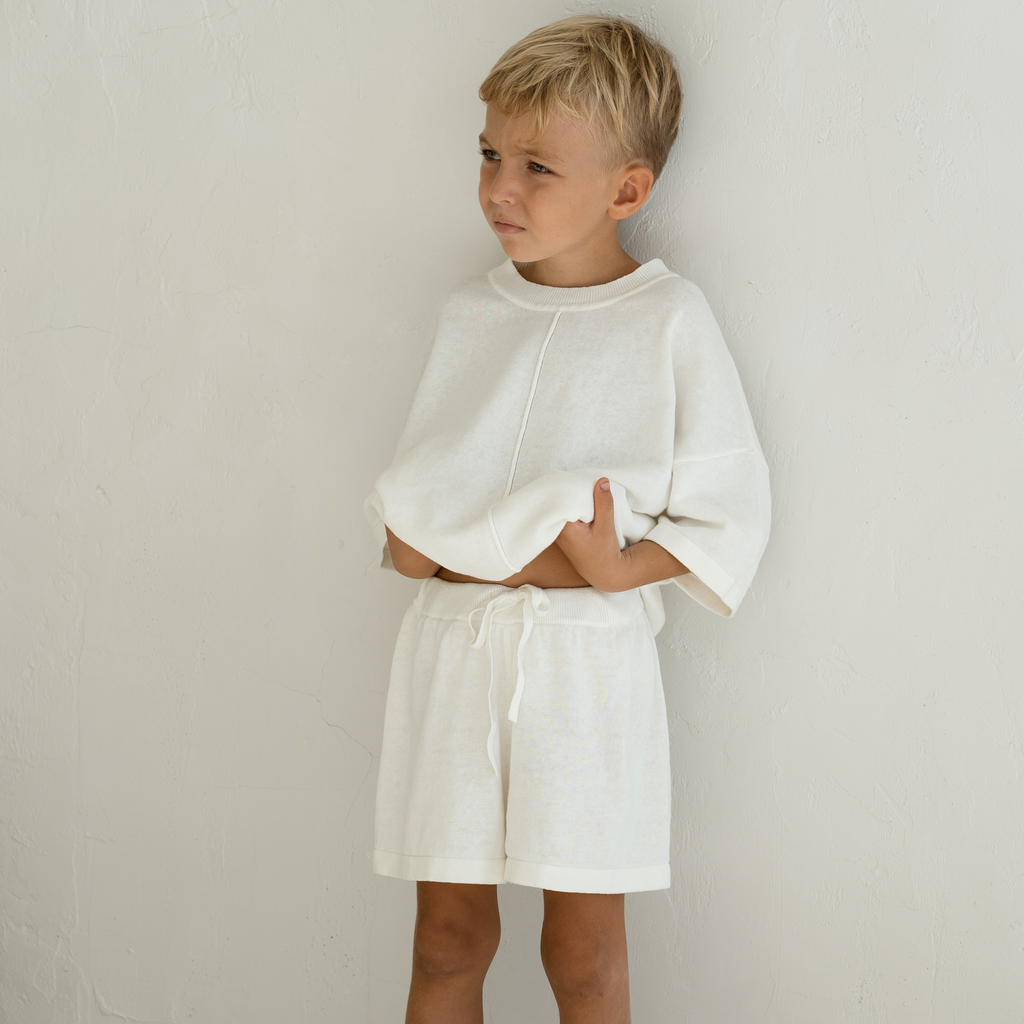 Illoura The Label - Thin Knit Shorts - Off White – Kido Store Australia